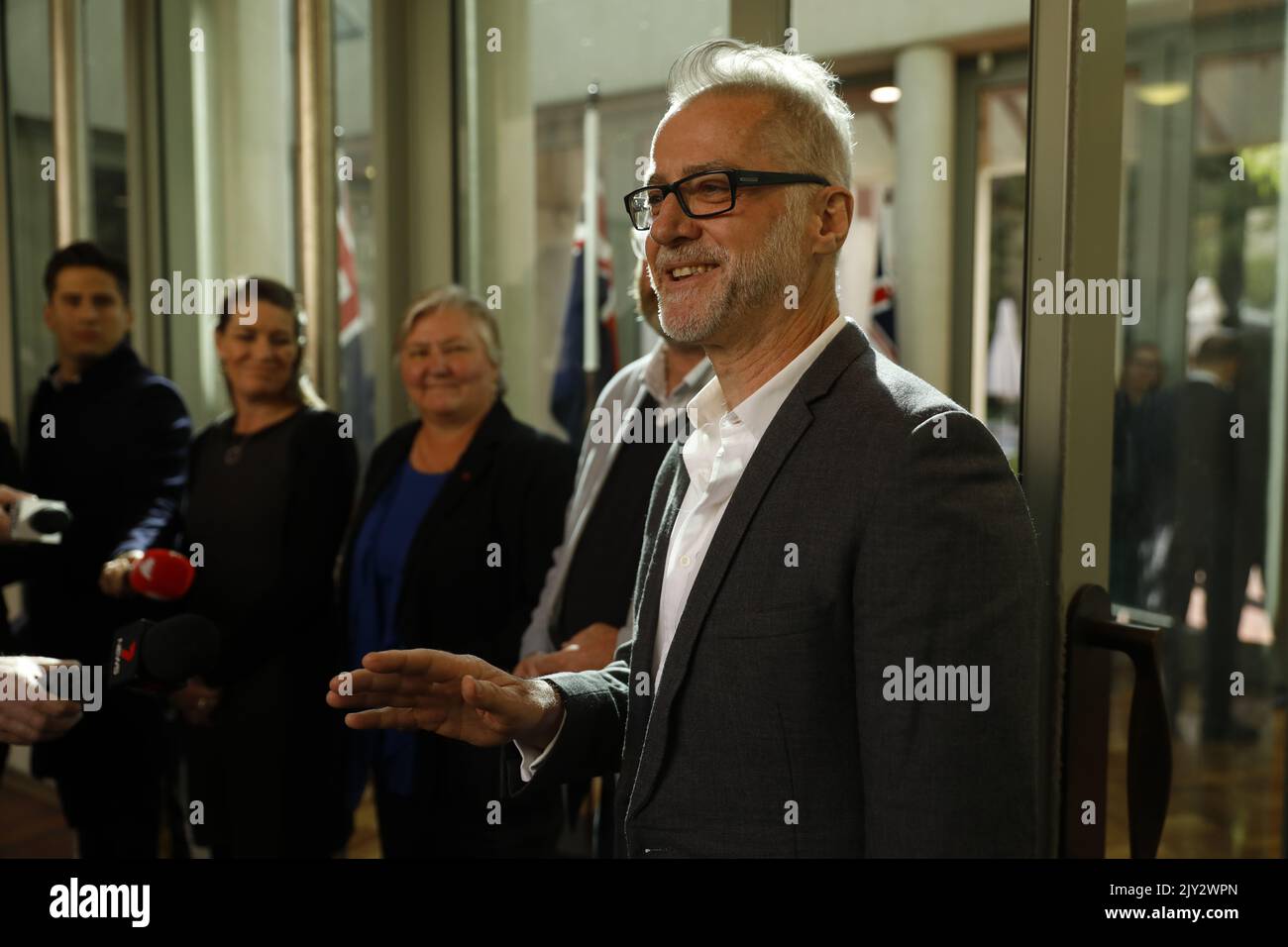 Newly elected Labor Senator from NSW Tony Sheldon talks to the media ...
