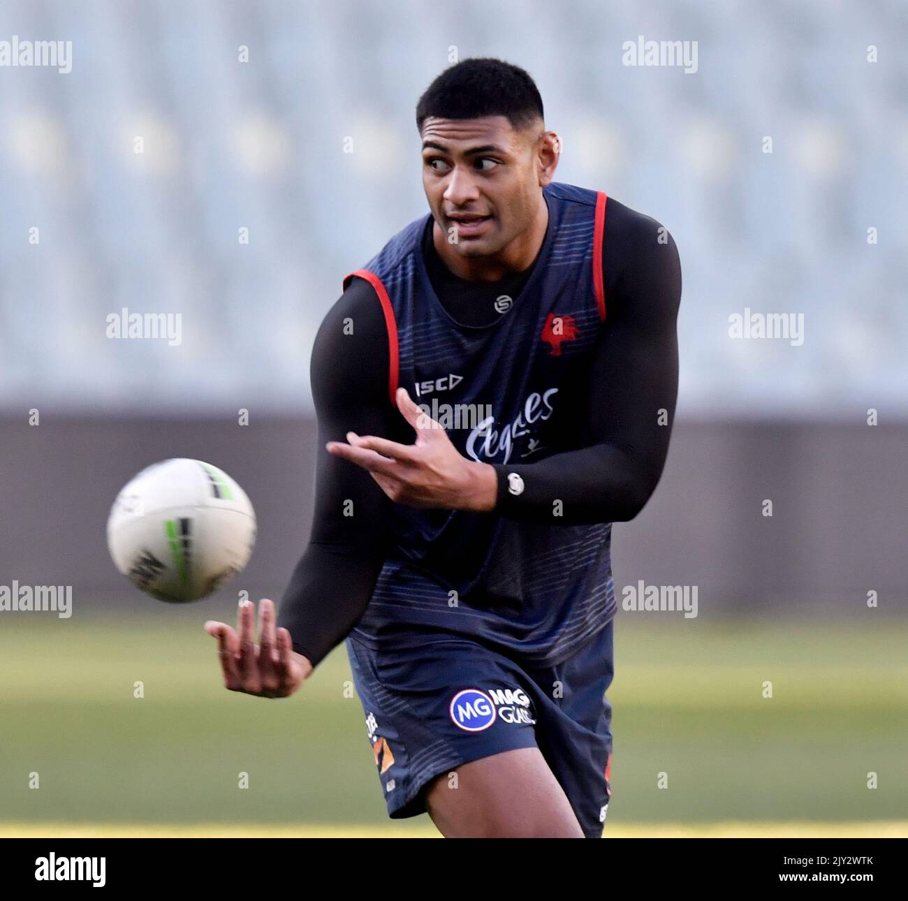 Daniel Tupou during Sydney Roosters training at Adelaide Oval, on ...