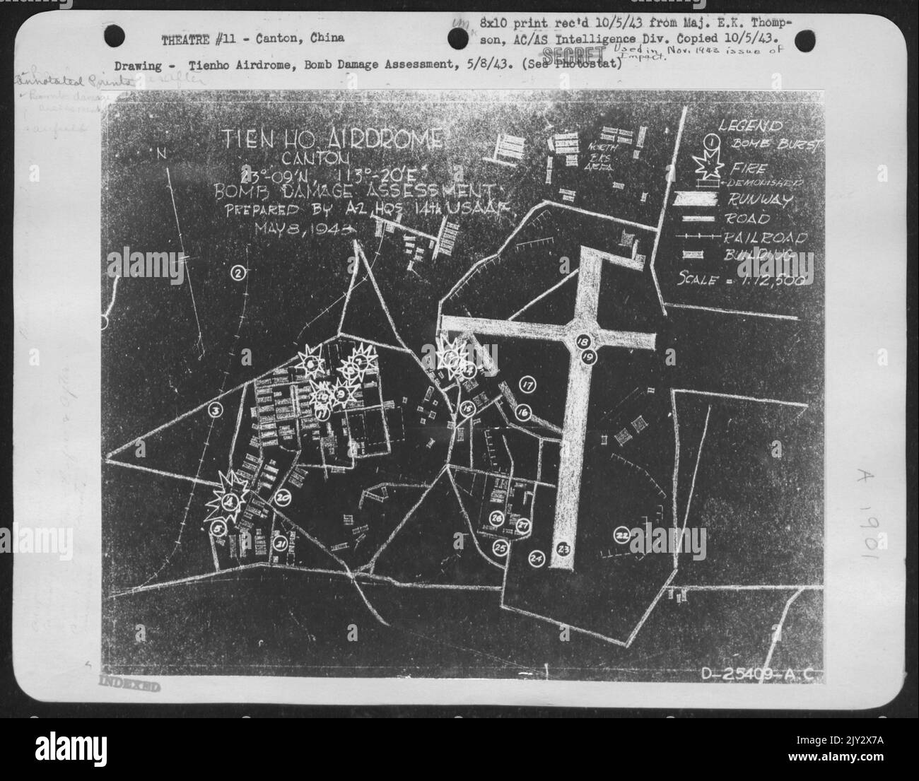 Drawing - Tienho Airdrome, Bomb Damage Assessment Stock Photo - Alamy