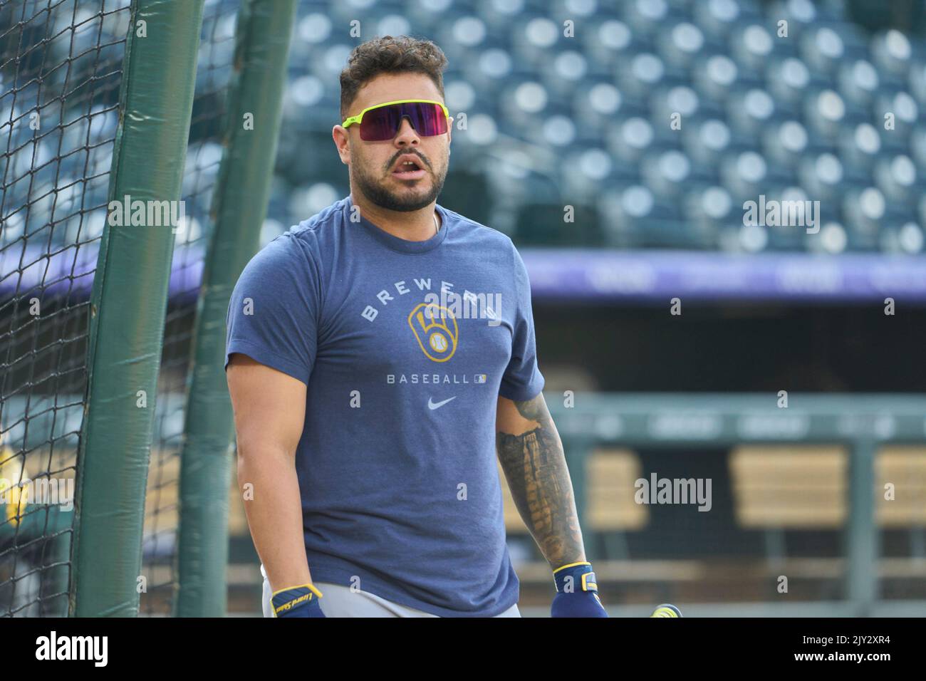 Denver CO, USA. 6th Sep, 2022. Milwaukee catcher Omar Narvez (10 ...
