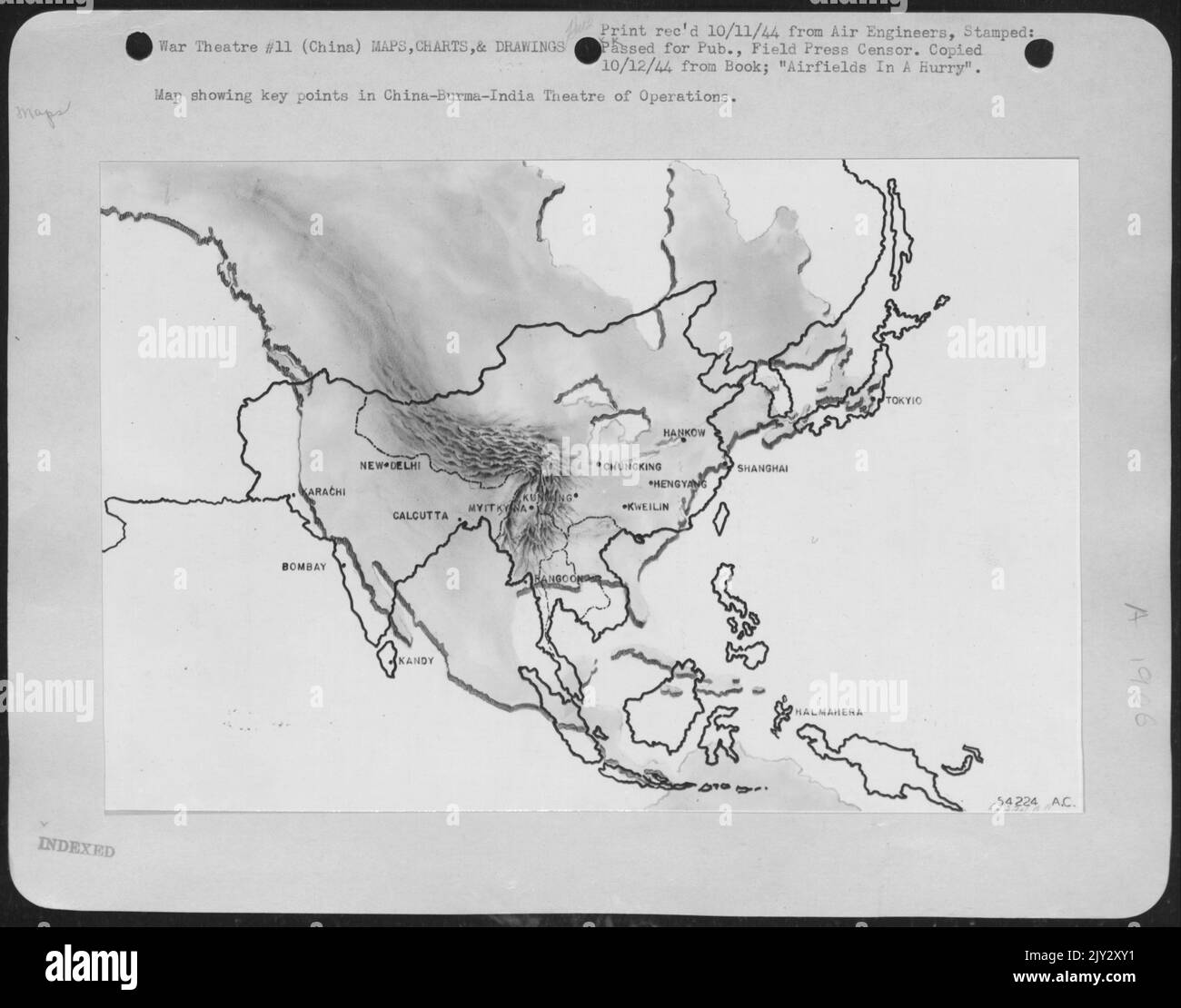 Map showing key points in China-Burma-India Theatre of Operations Stock ...