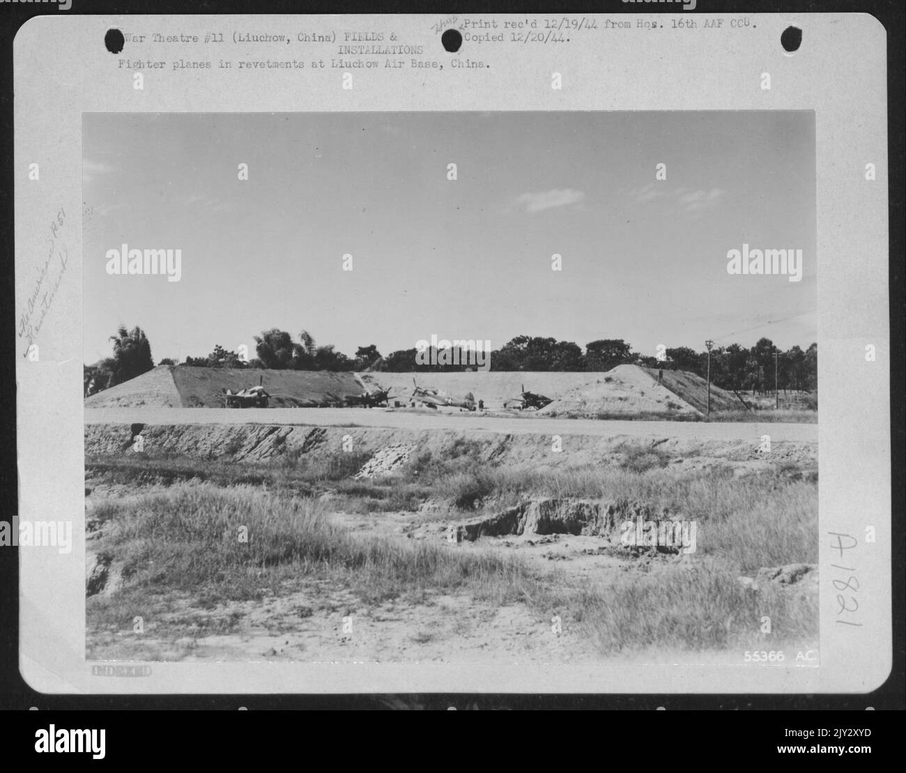 Fighter planes in revetments at Liuchow Air Base, China Stock Photo - Alamy