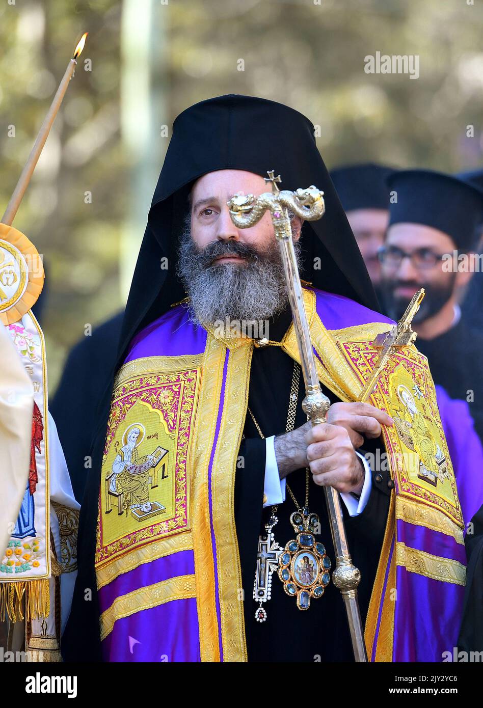 New Greek Orthodox leader Archbishop Makarios is seen arriving to his ...