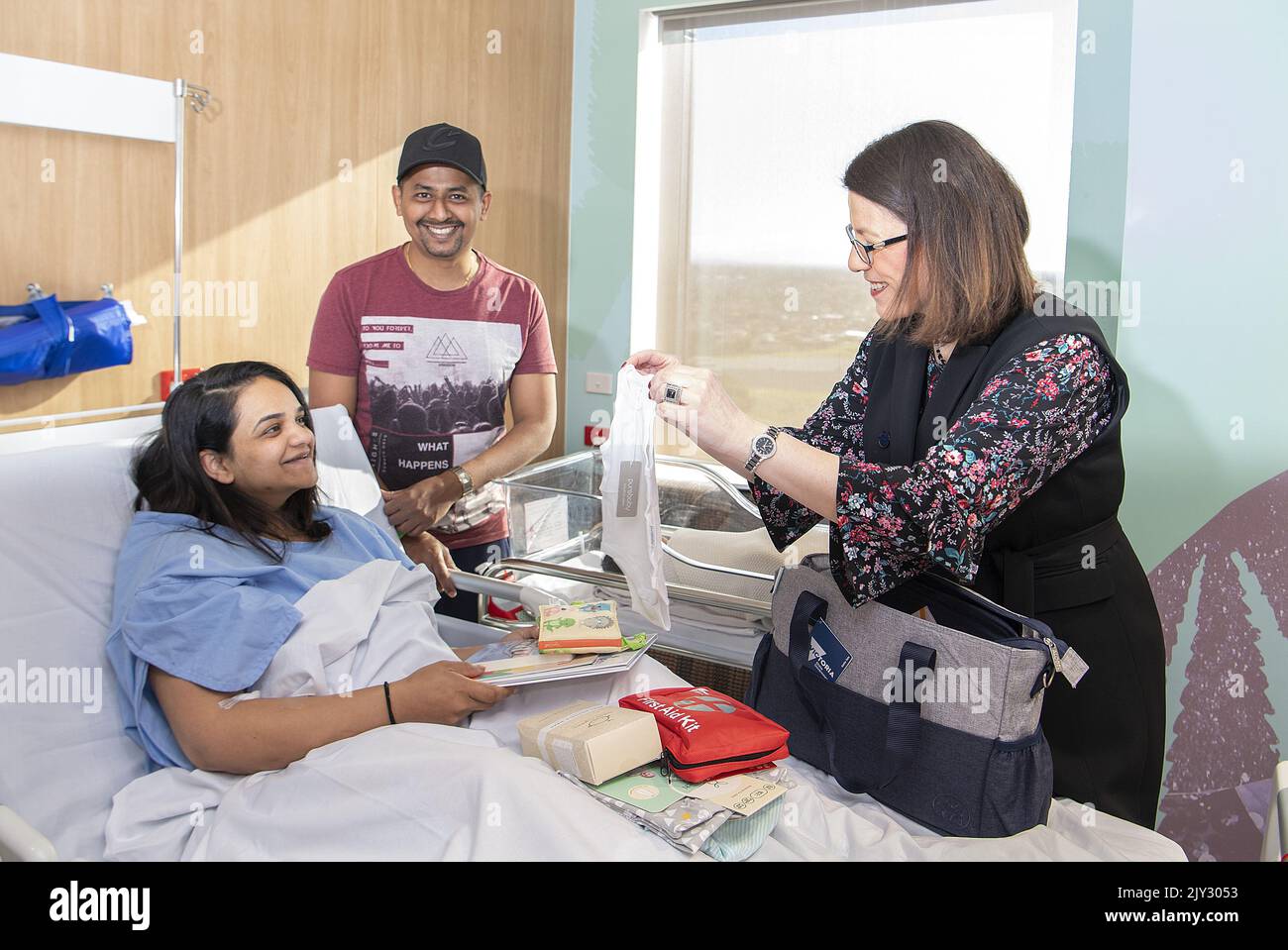 Victorian Health Minister Jenny Mikakos (right) delivers free baby ...