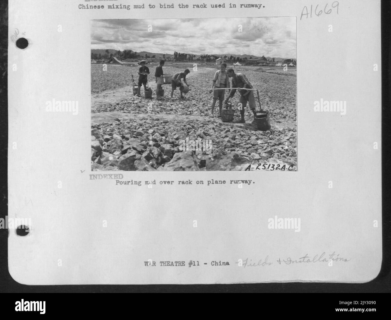 Pouring mud over rack on plane runway Stock Photo - Alamy