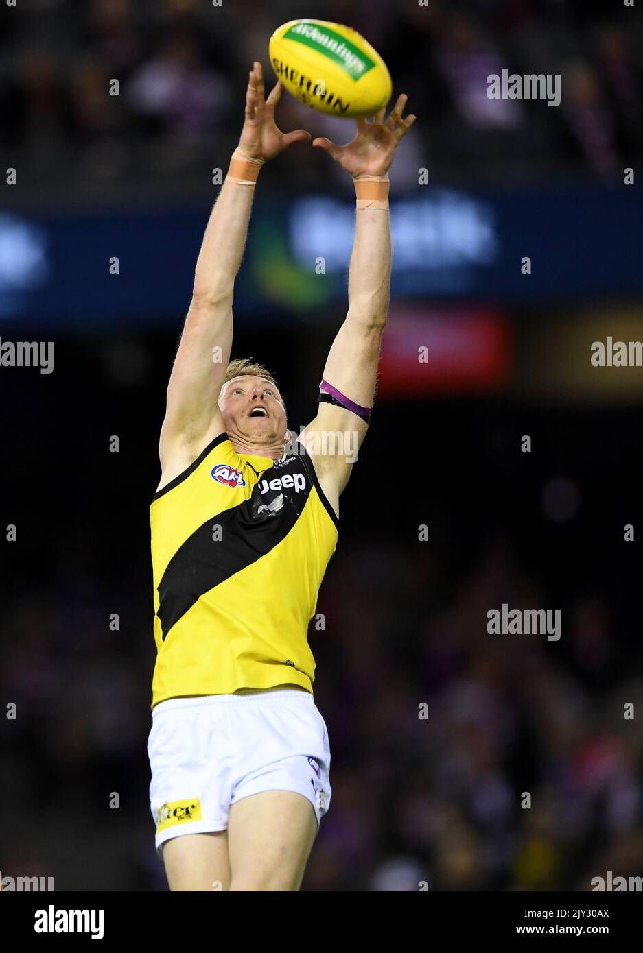 Josh Caddy of the Tigers is seen in action during the Round 12 AFL ...