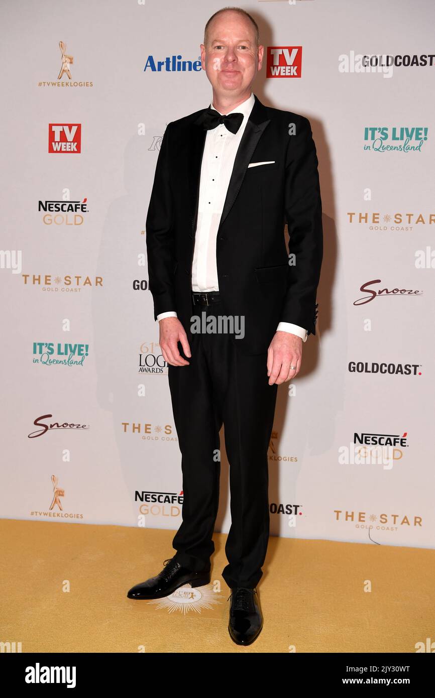 Tom Gleeson arrives at the 2019 Logie Awards at The Star Casino on the ...
