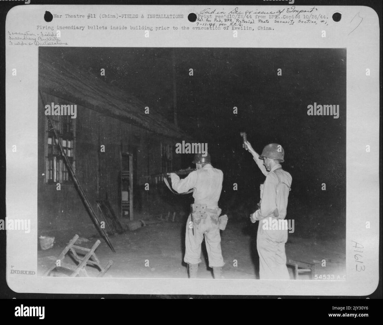 Firing incendiary bullets inside building prior to the evacuation of ...