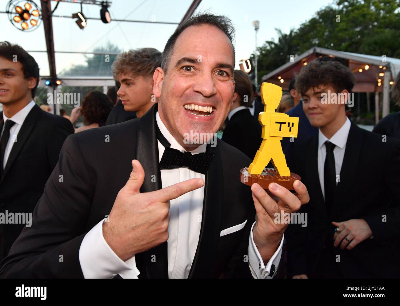 Ryan 'The BrickMan' McNaught from LEGO Masters Australia is seen on the ...