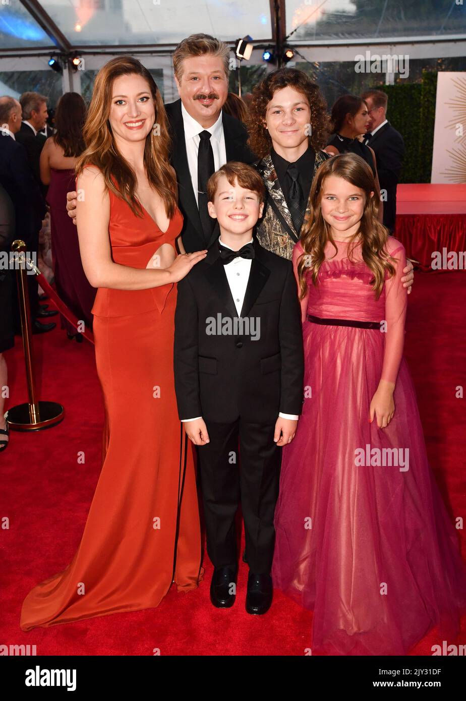 The cast of Young Sheldon, (left to right) Zoe Perry, Lance Barber ...