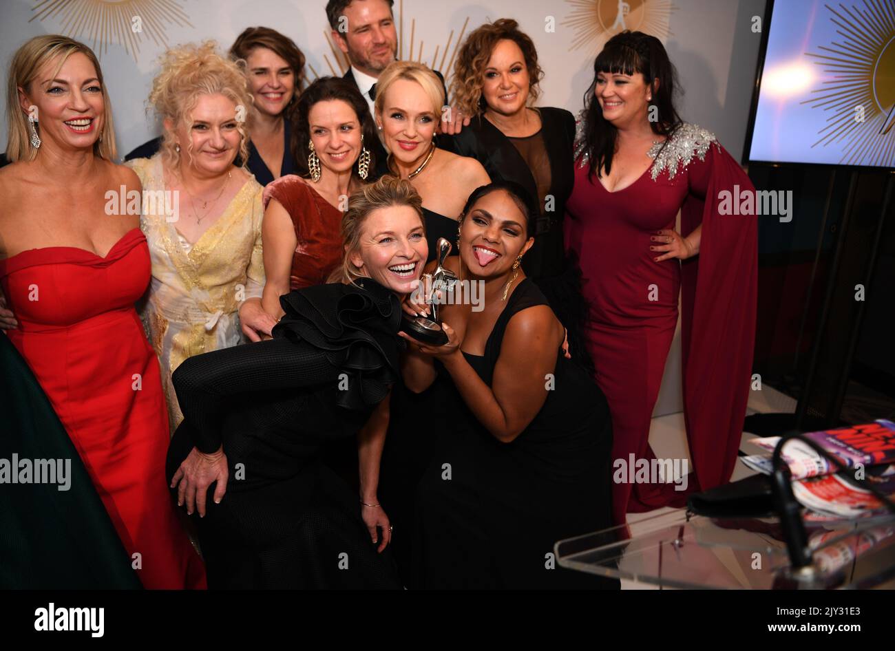 The cast of the Wentworth pose with the Logie for Most popular drama ...