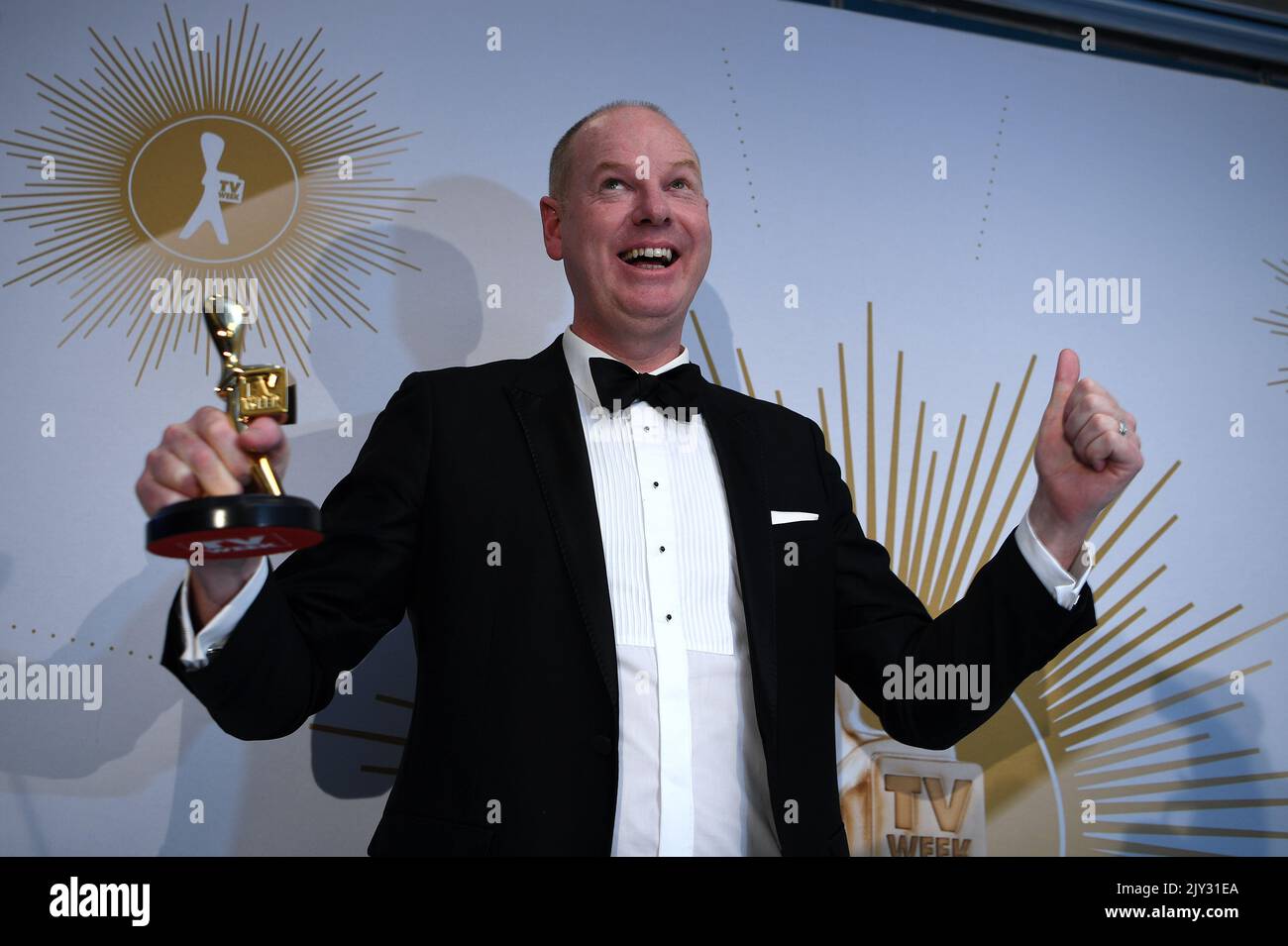 Comedian Tom Gleeson poses with his Gold Logie during the 2019 Logie ...