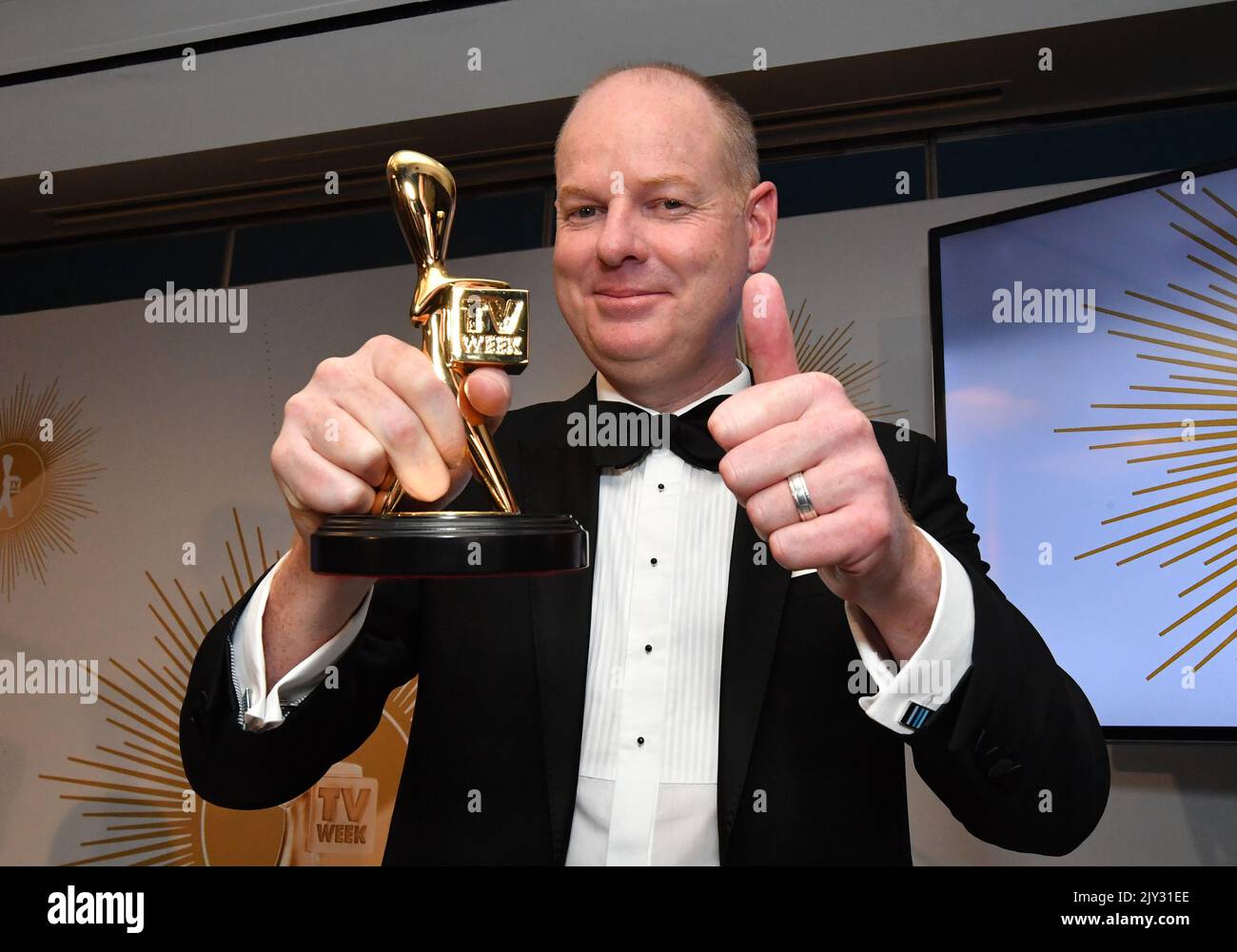 Tom Gleeson poses for a photograph after winning the Gold Logie for ...