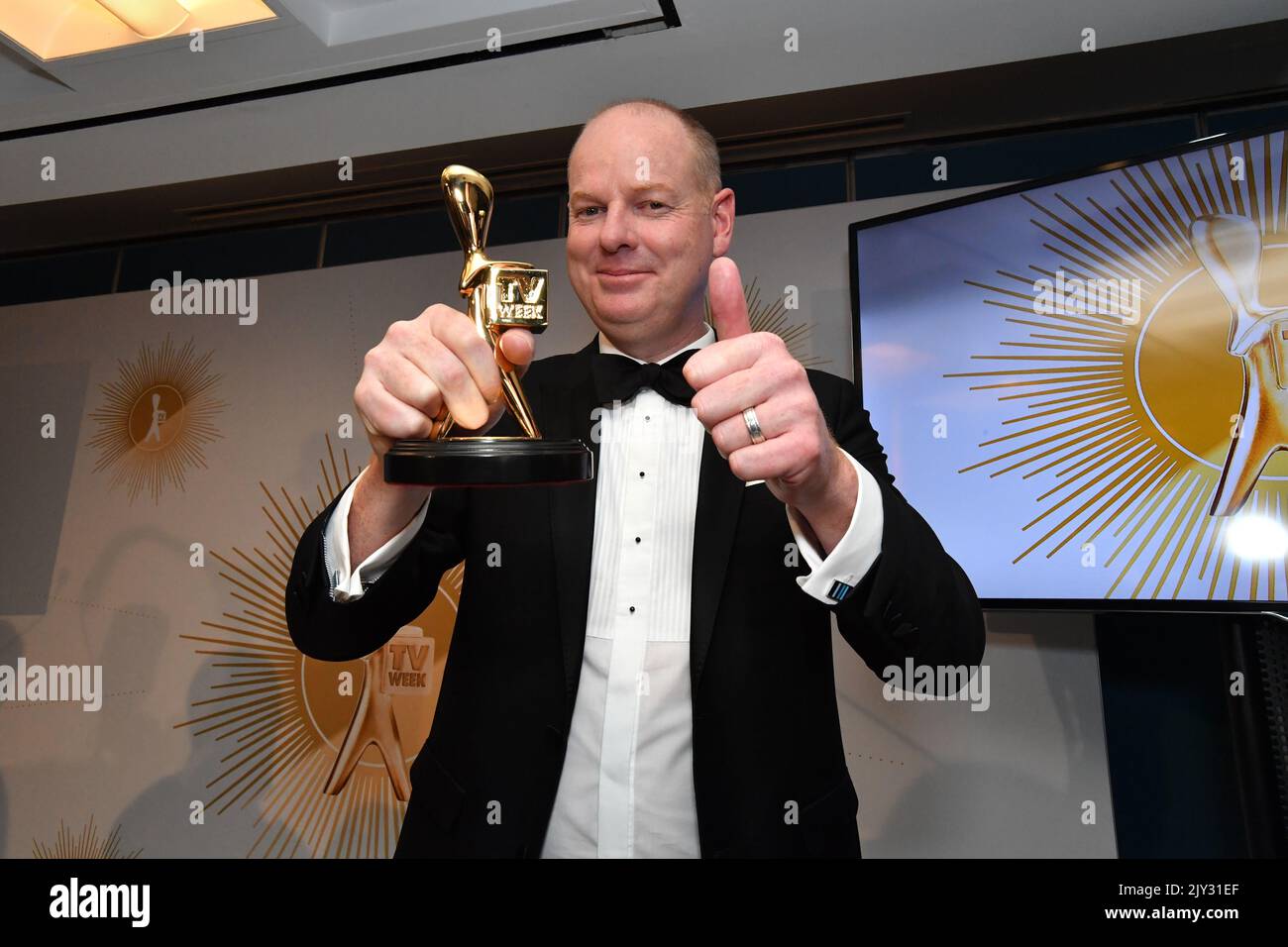 Tom Gleeson poses for a photograph after winning the Gold Logie for ...