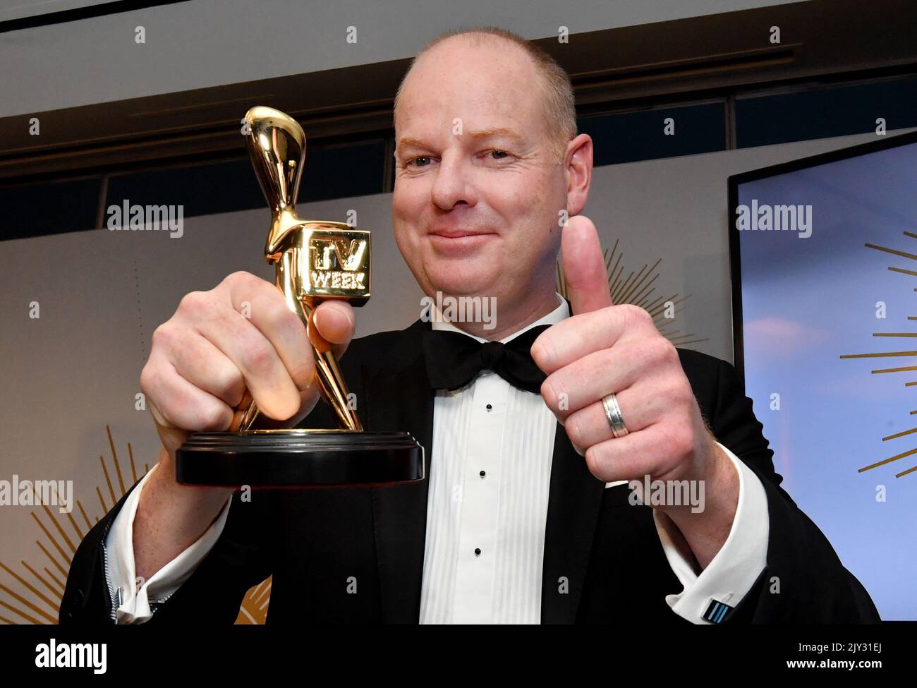 Tom Gleeson poses for a photograph after winning the Gold Logie for ...