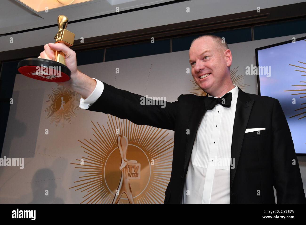 Tom Gleeson poses for a photograph after winning the Gold Logie for ...