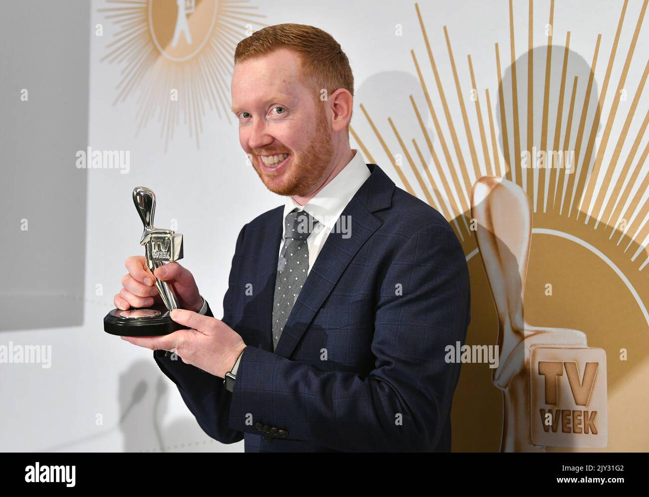 Luke McGregor poses with the Logie Award for Most Popular Actor during ...