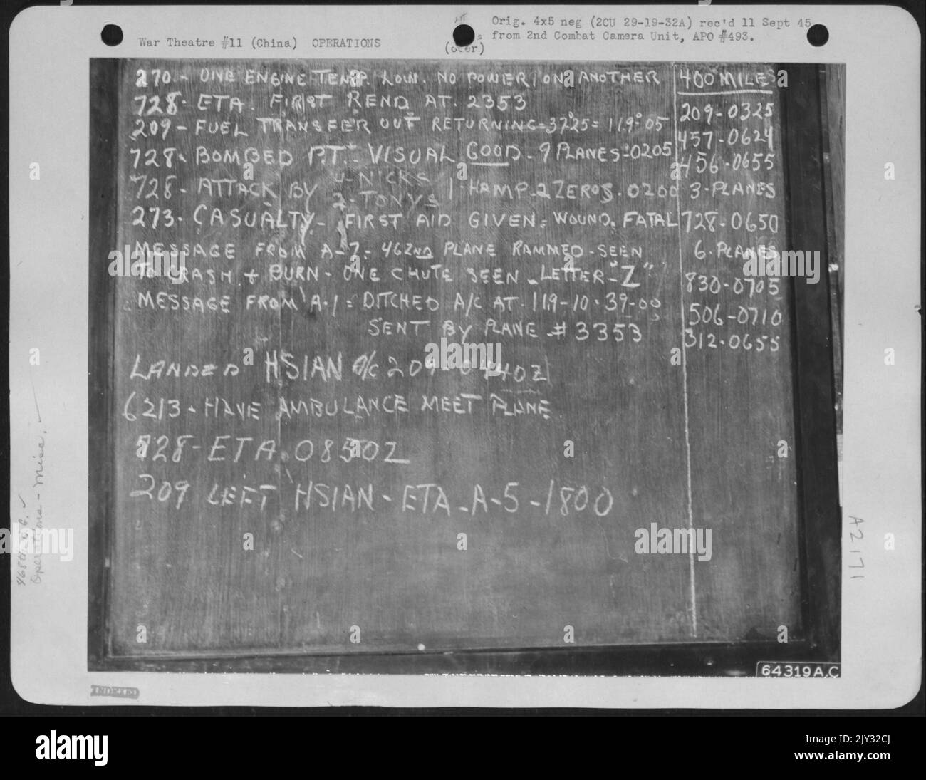 Blackboard Showing Report On Boeing B-29 Superfortresses Of The 468Th ...