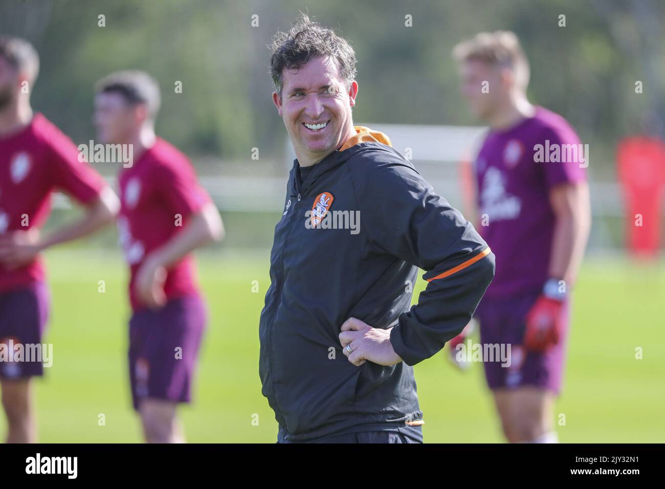 Roar coach Robbie Fowler is seen in action during a team training ...