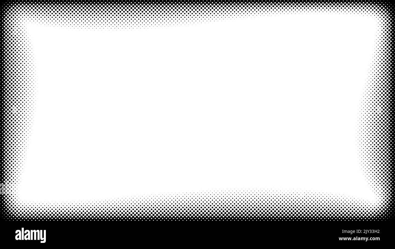 Halftone frame. Comic style divider. Pop art faded frame. Grunge ...