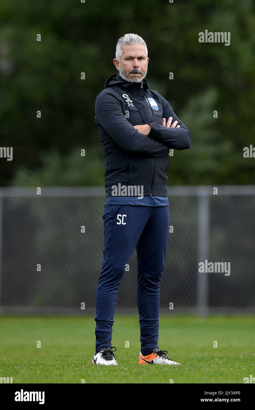 Sydney FC coach Steve Corica looks on during the team's first pre ...