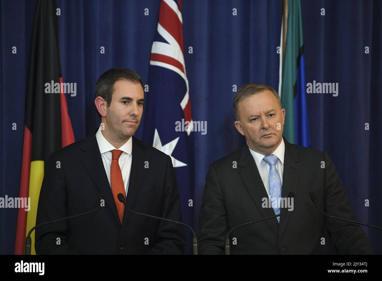Australian Opposition Leader Anthony Albanese and shadow Treasurer Jim ...