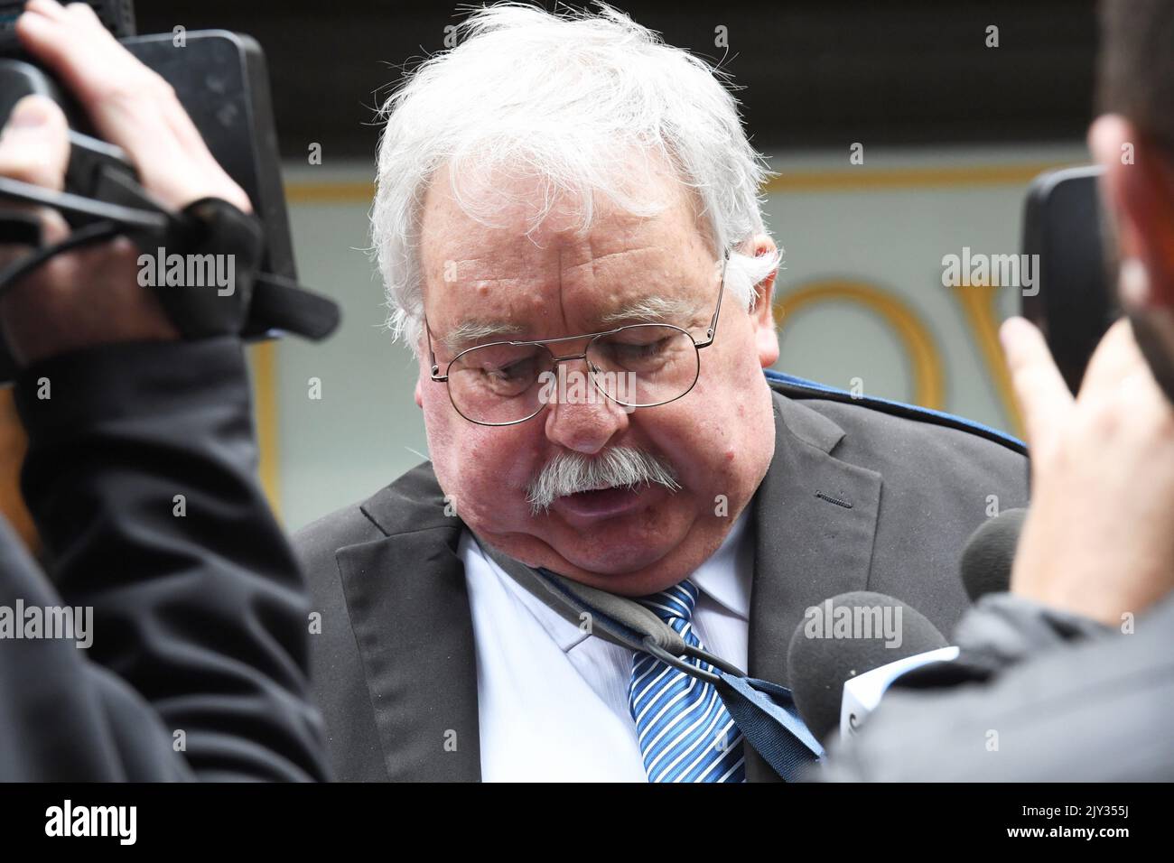 Former NSW RSL president Don Rowe leaves the Downing Centre Court in ...
