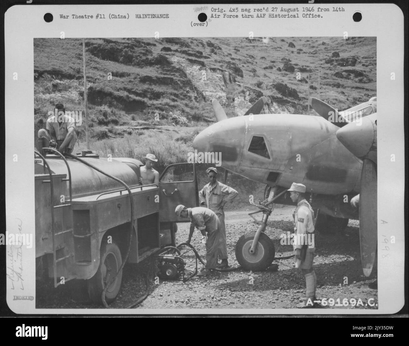 Men Of The 14Th Air Force Refuel A Lockheed P-38 At A Base In China. 2 ...