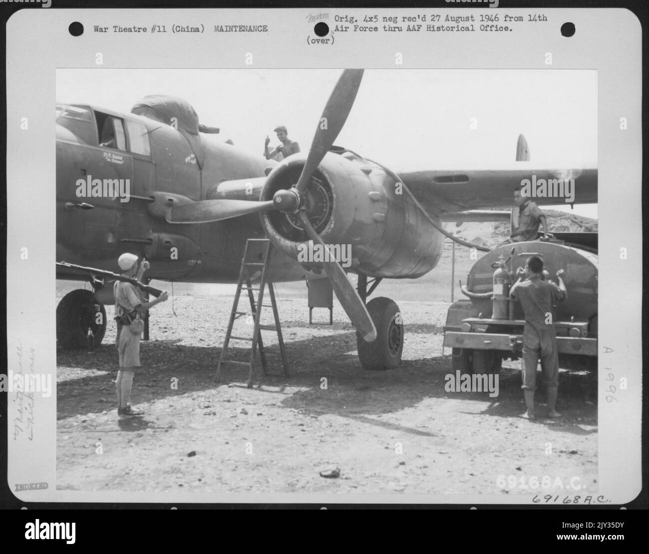 Mechanics Of The 14Th Air Force Refuel The North American B-25 "The ...