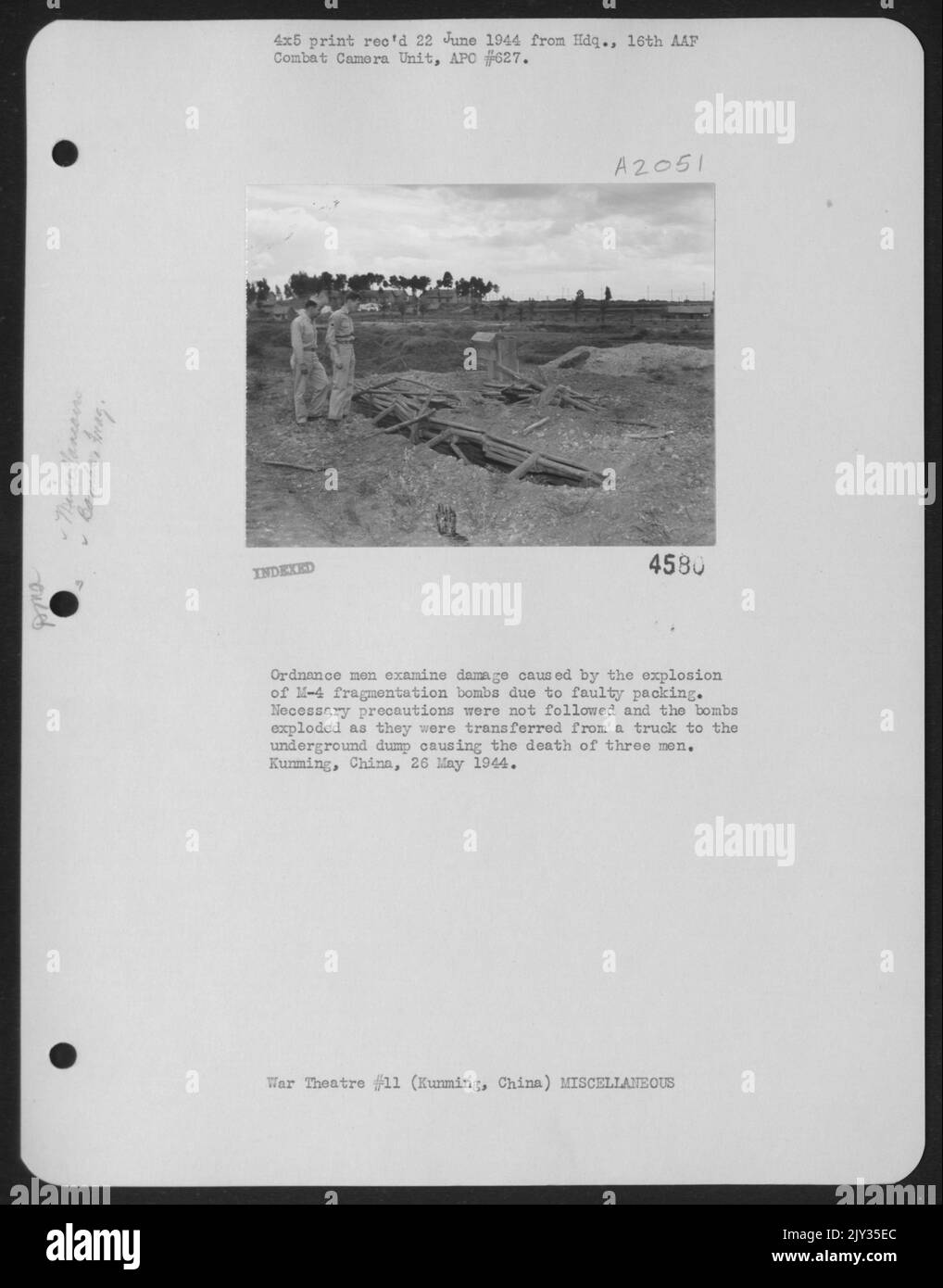 Ordnance Men Examine Damage Caused By An Explosion Of M-4 Fragmentation ...