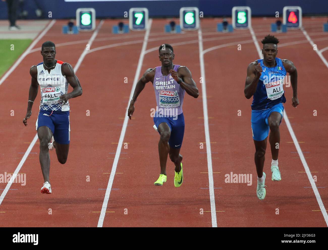 FALL Mouhamadou of France , PRESCOD Reece of Great Britain and ALI ...