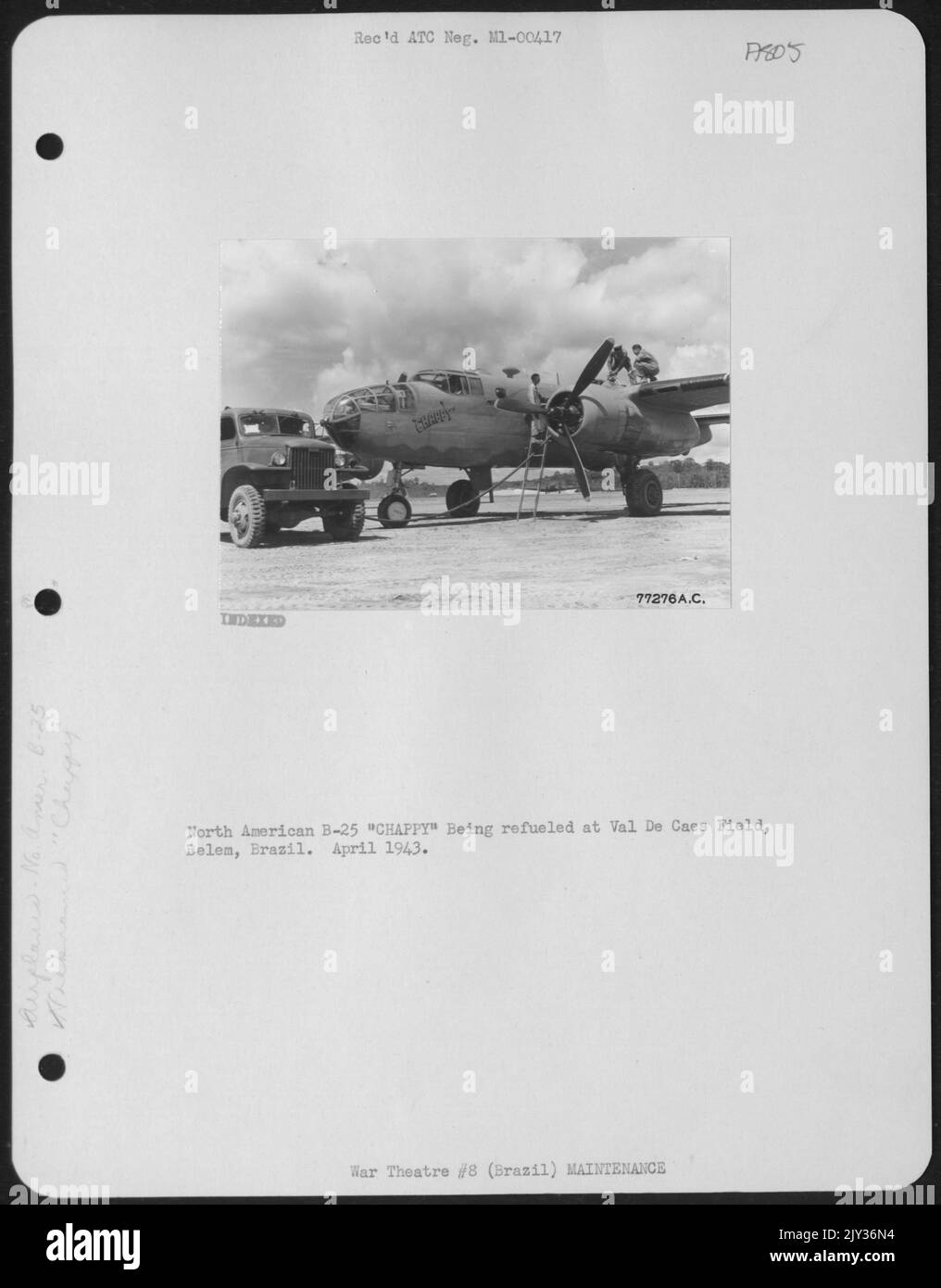 North American B-25 "Chappy" Being Refueled At Val De Caes Field, Belem ...