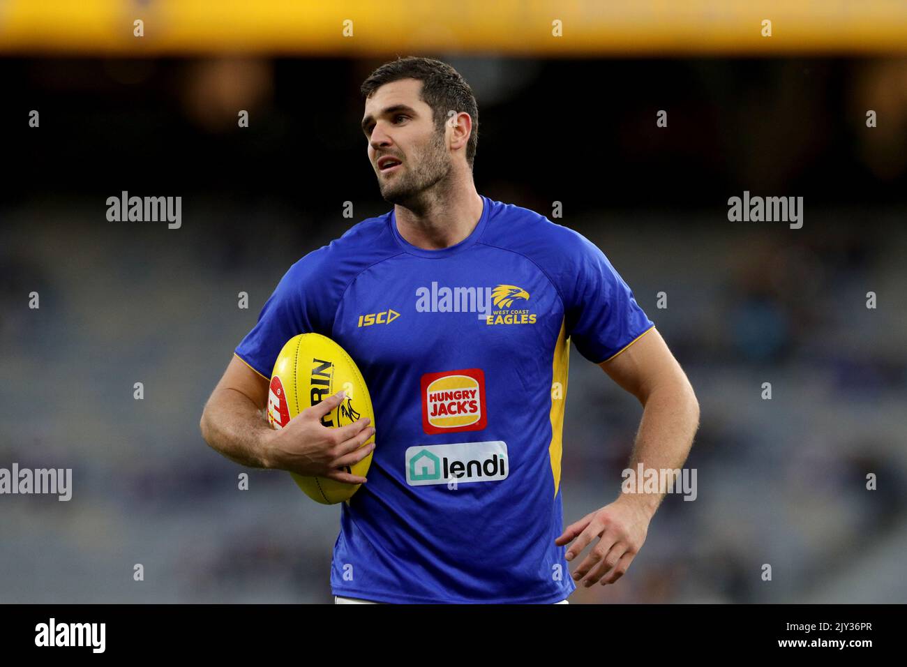 Jack Darling of the Eagles is seen before the Round 16 AFL match ...