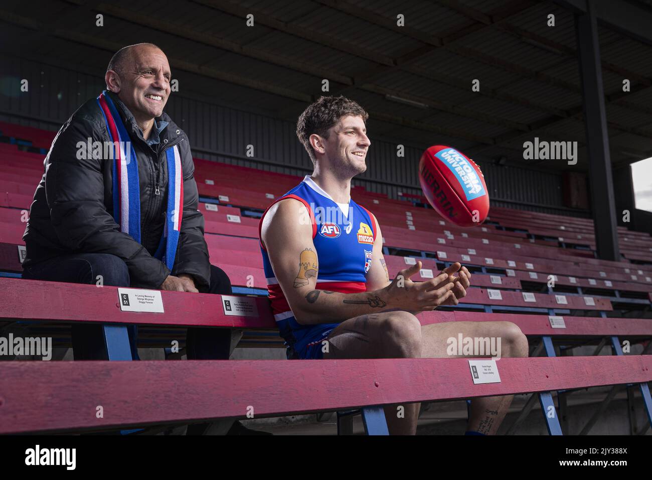 Former Footscray Bulldogs player Tony Liberatore (left) and his son Tom ...
