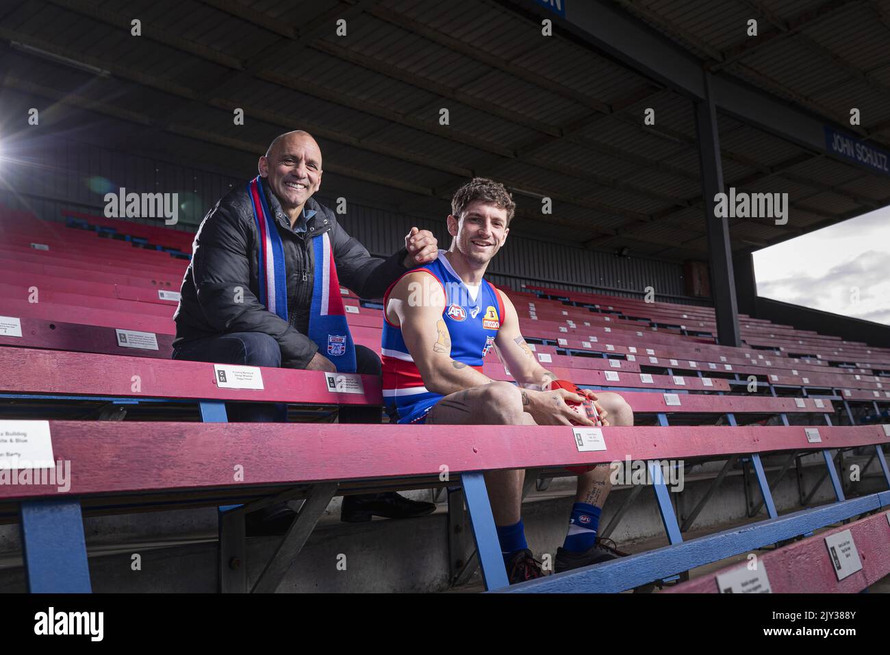 Former Footscray Bulldogs player Tony Liberatore (left) and his son Tom ...