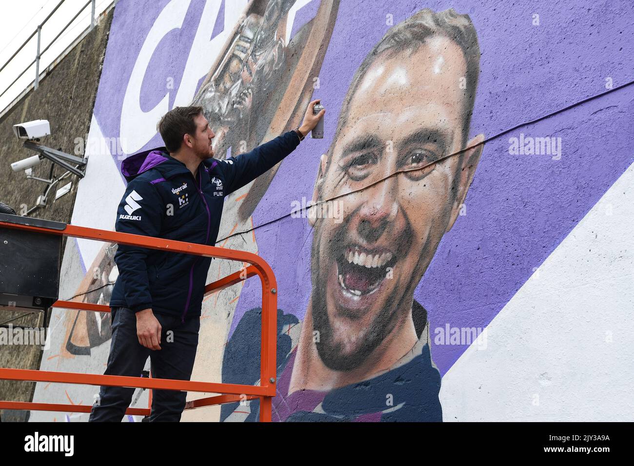 Melbourne Storm's Ryan Hoffman poses in front of the Cam400 mural ...