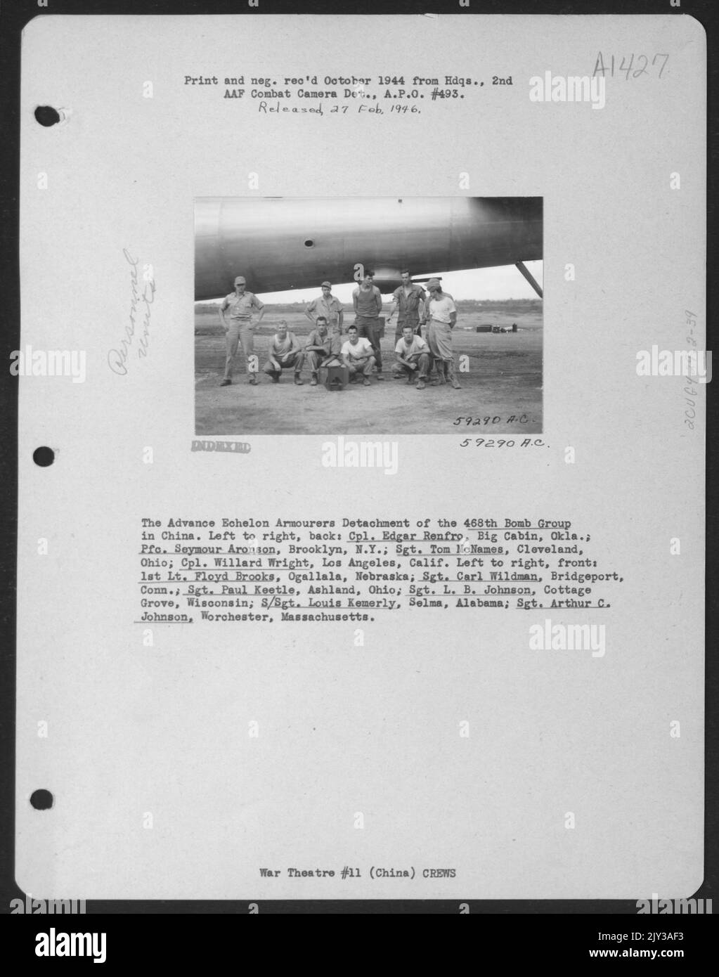 The Advance Echelon Armourers Detachment Of The 468Th Bomb Group In ...