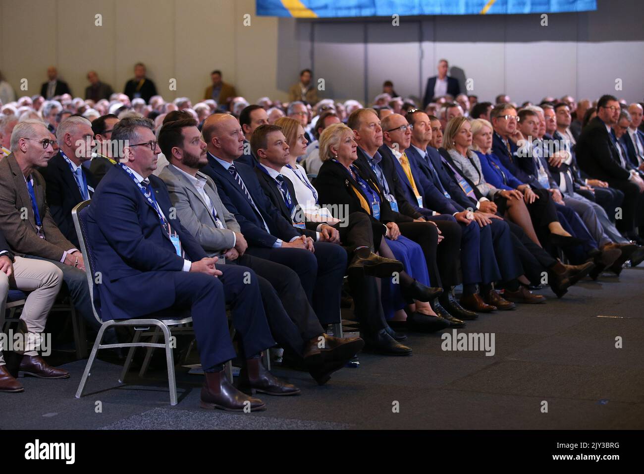 LNP members listen as Prime Minister Scott Morrison speaks during the ...