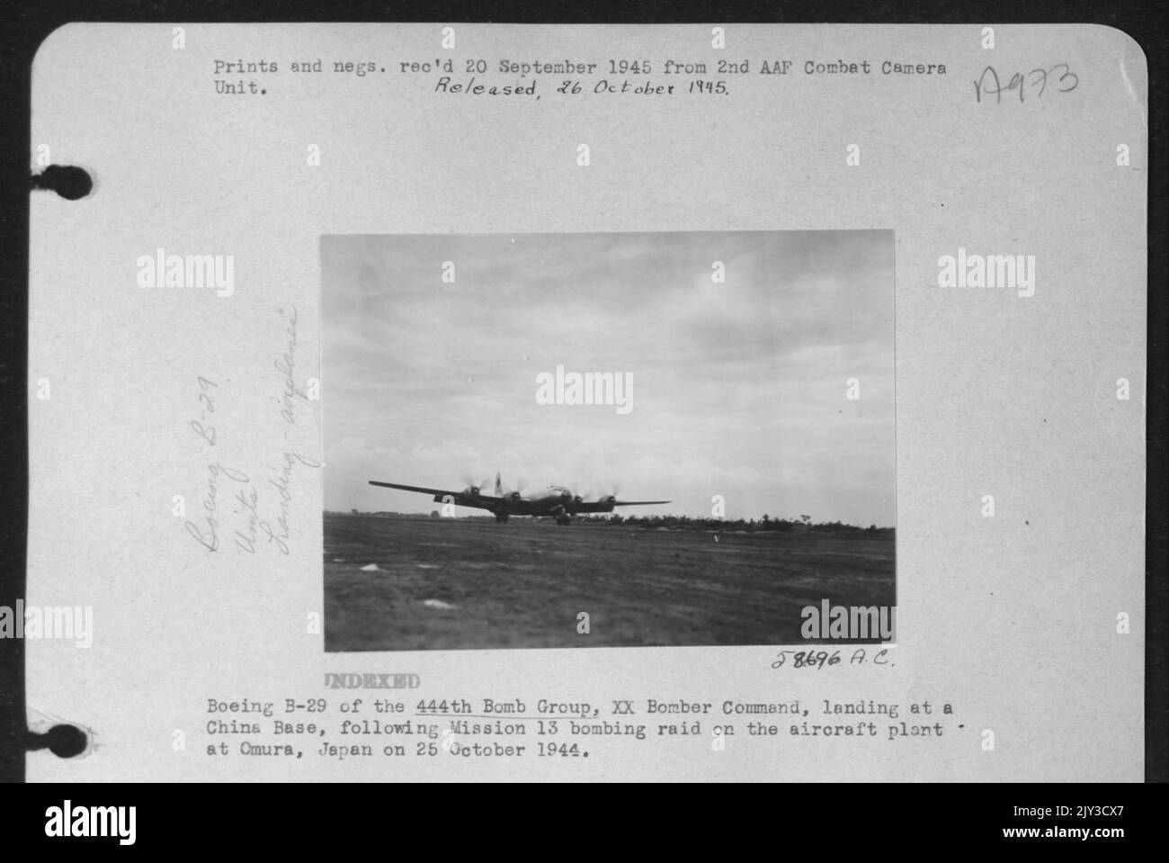 Boeing B-29 Of The 444Th Bomb Group, Xx Bomber Command, Landing At A ...
