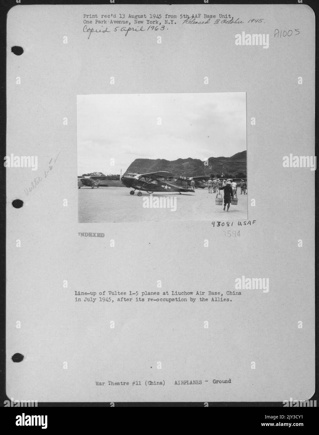 Line-Up Of Vultee L-5 Planes At Liuchow Air Base, China In July 1945 ...