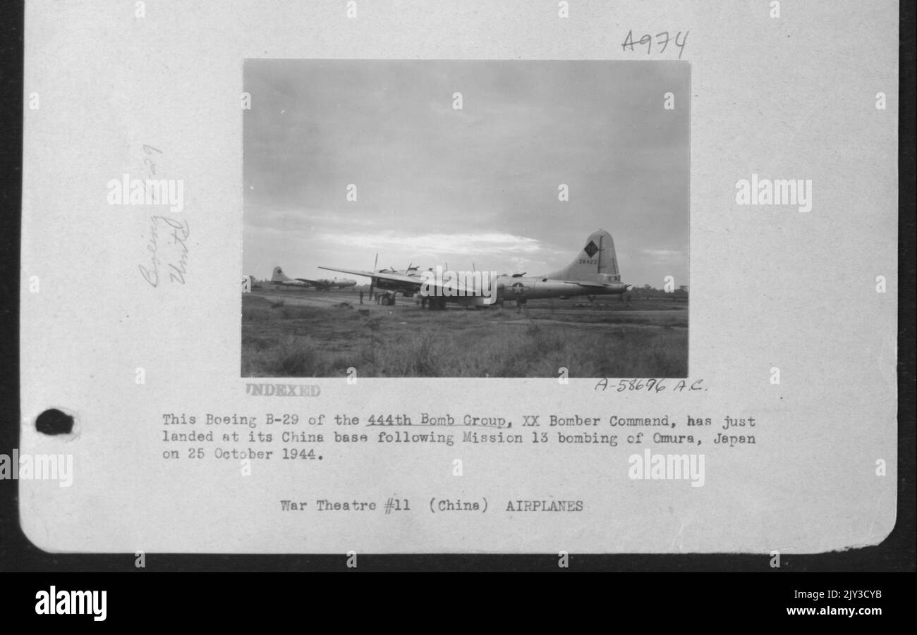 This Boeing B-29 Of The 444Th Bomb Group, Xx Bomber Command, Has Just ...