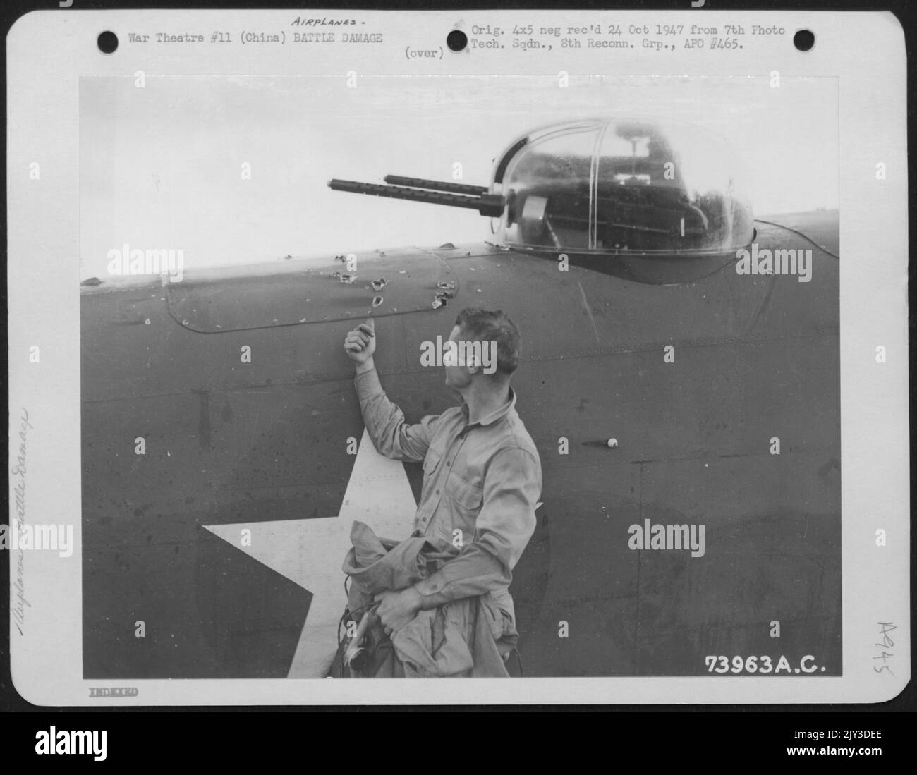Bullet Holes In The Fuselage Of A North American B-25 After A Mission ...