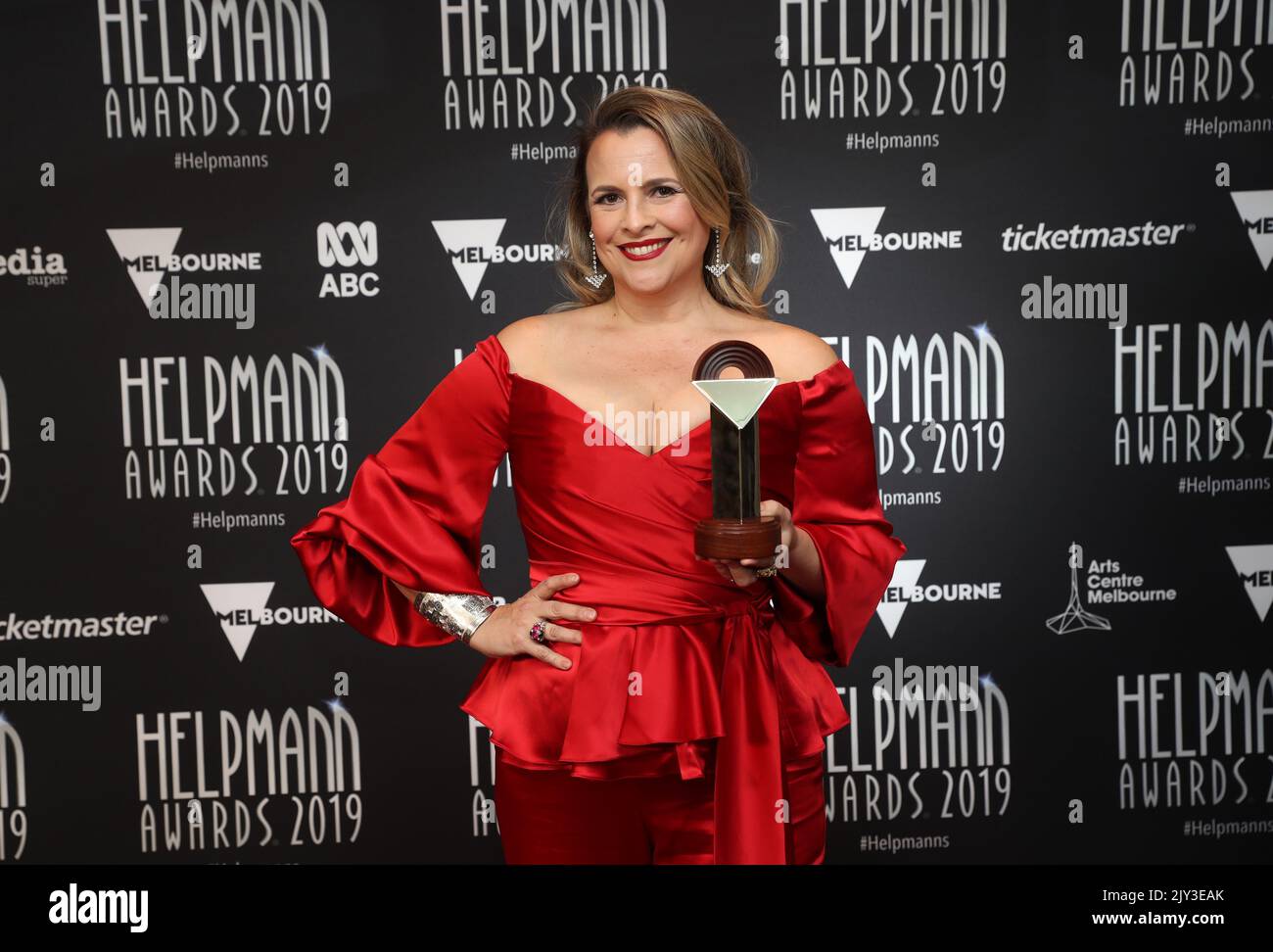 Ali McGregor poses for a photograph with her award for the Best Cabaret ...