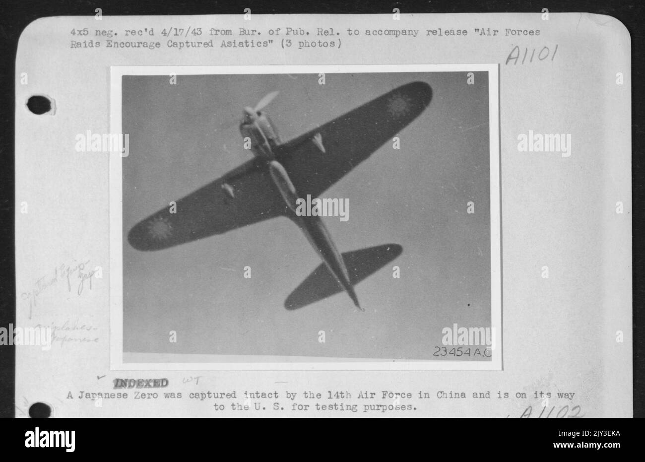 A Japaneseanese Zero was captured intact by the 14th Air force in China ...