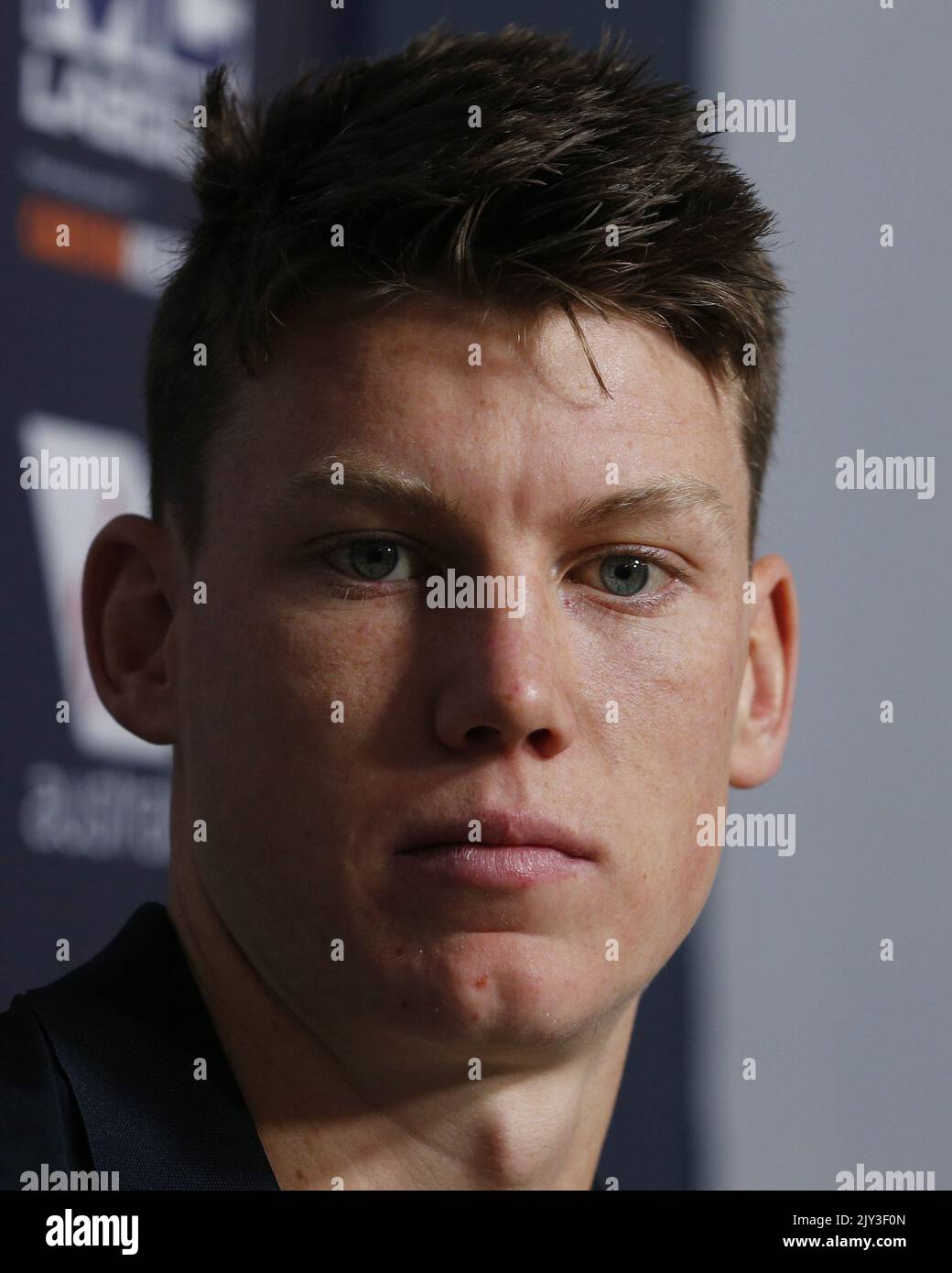 Sam Walsh speaks to the media during a Carlton Blues training session ...
