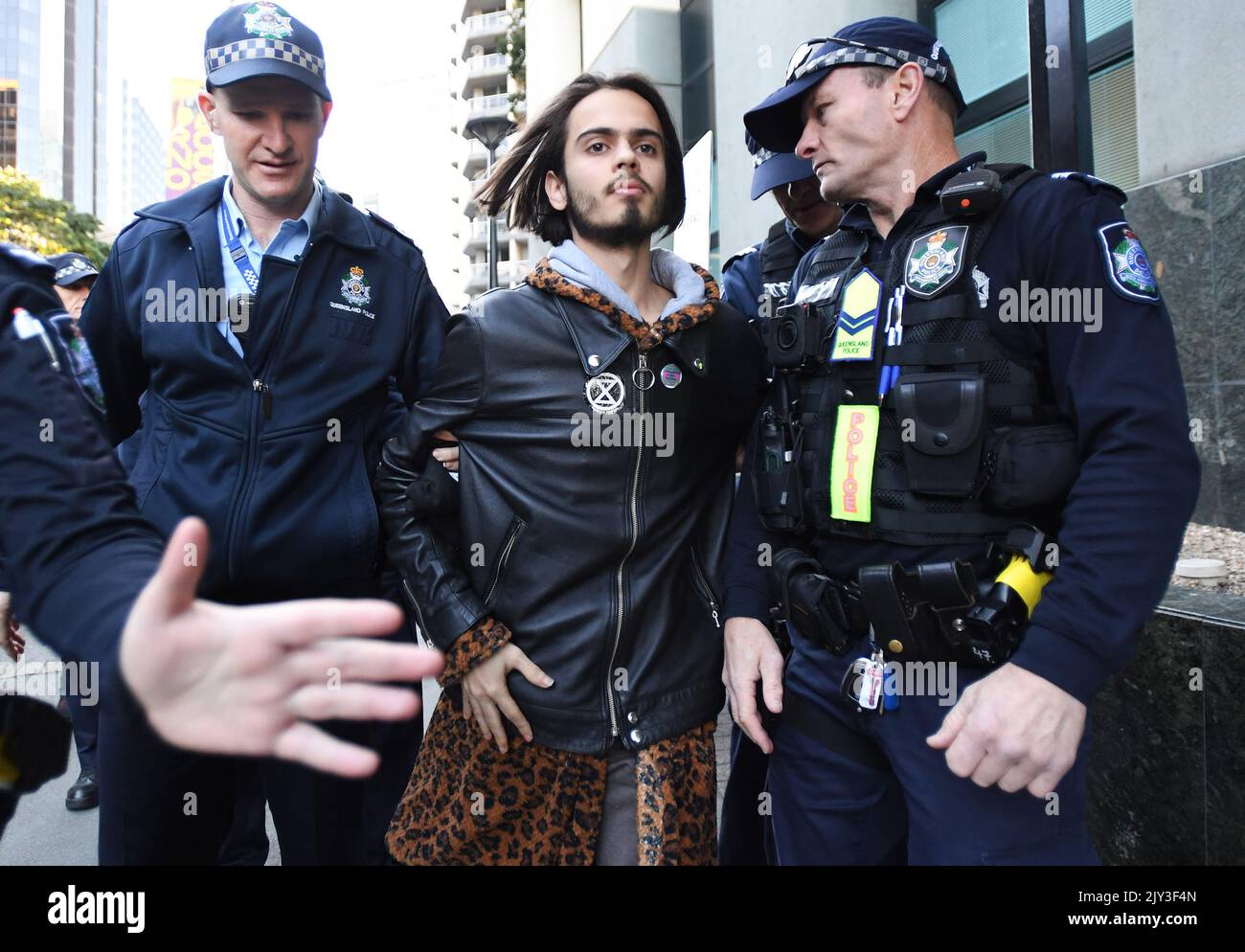 Environmental activist Eric Herbert is arrested during an Extinction ...