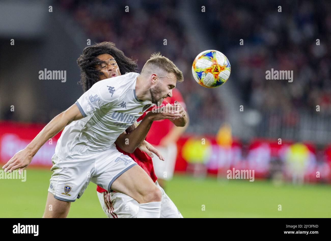 Stuart Dallas of Leeds and Tahith Chong of Manchester during the Manchester United and Leeds ...