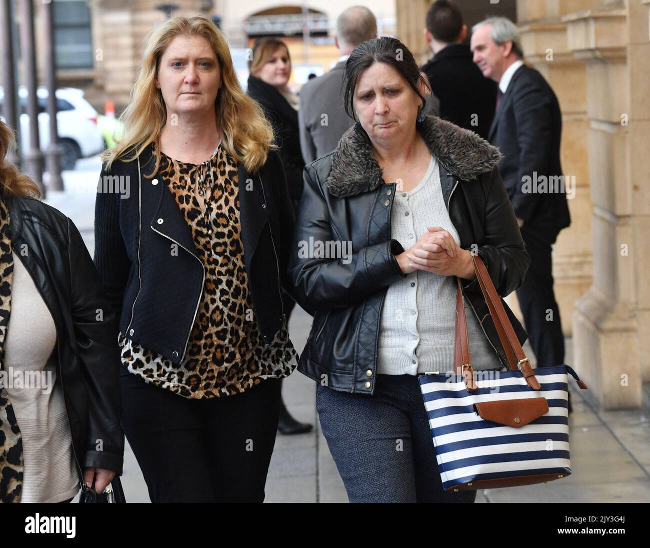 Victim Carron Wickens (right) is seen outside the District Court in ...