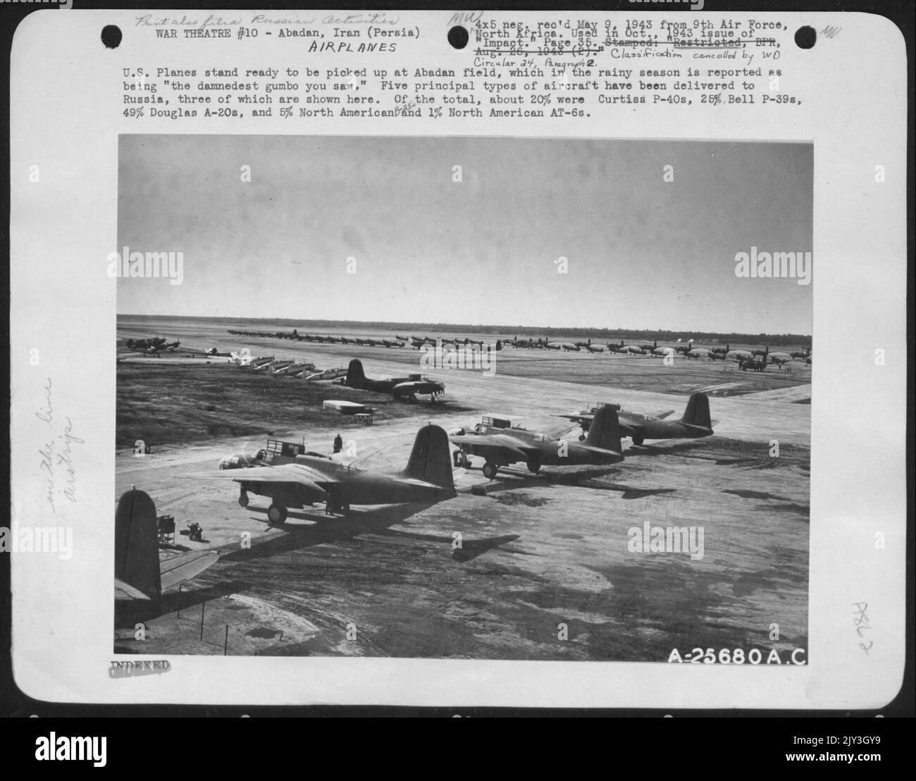 U.S. Planes stand ready to be picked up at Abadan field, which in the ...