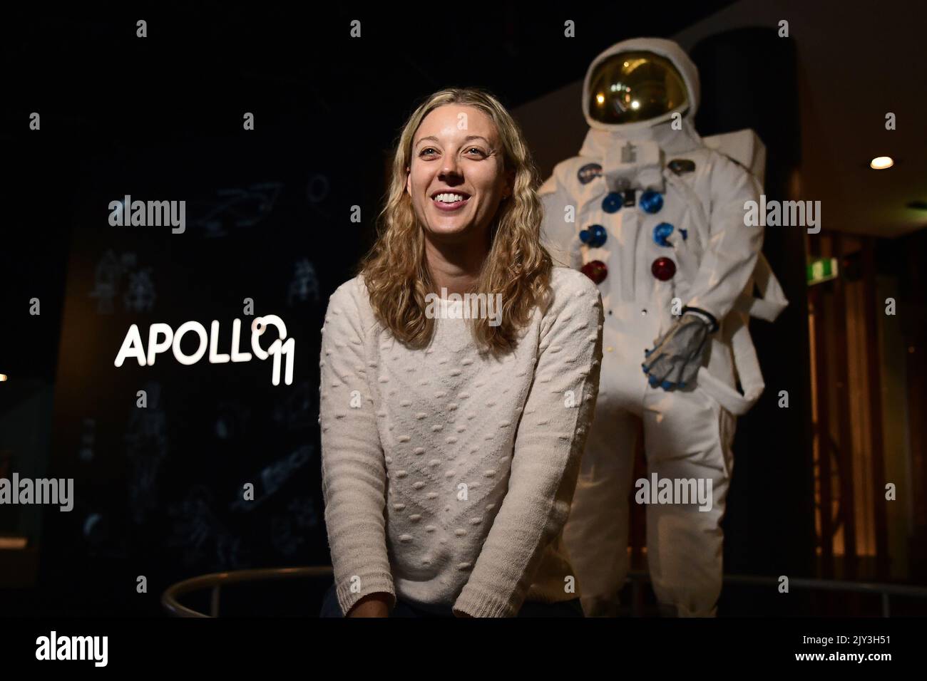 Curator Dr Sarah Reeves poses for a photograph at the Apollo 11 ...